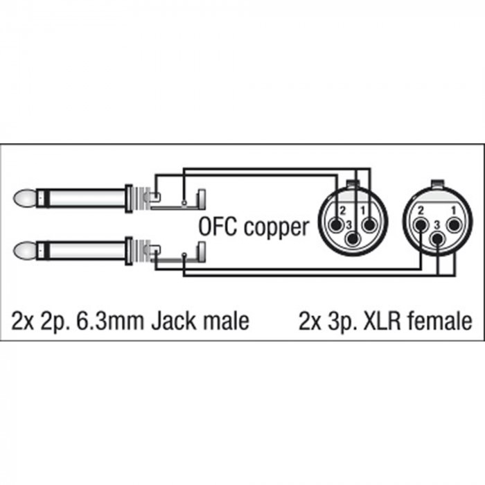DAP AUDIO 2 mono 6,3 jack L/R - 2 XLR/ALJ 3P 1,5m (FL43150) - Mikroshop ...